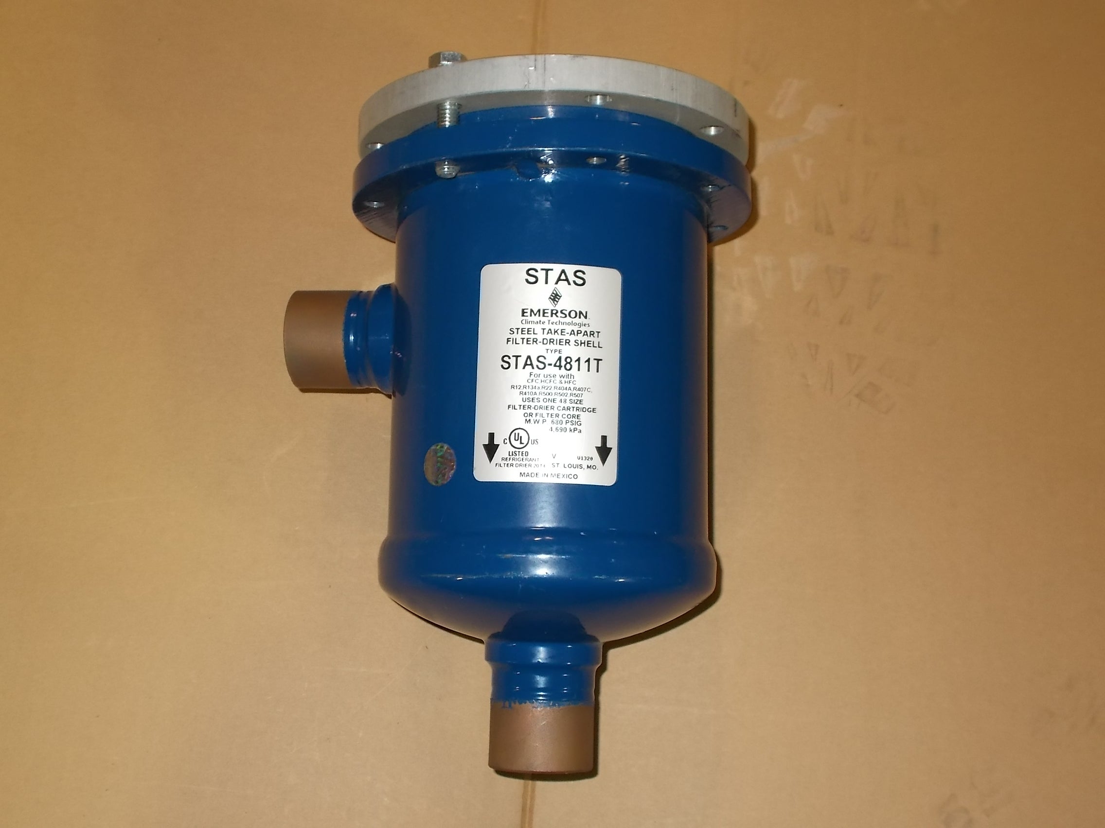 48 CUBIC INCH 1-3/8" SWEAT LIQUID LINE TAKE-APART FILTER DRIER SHELL ...