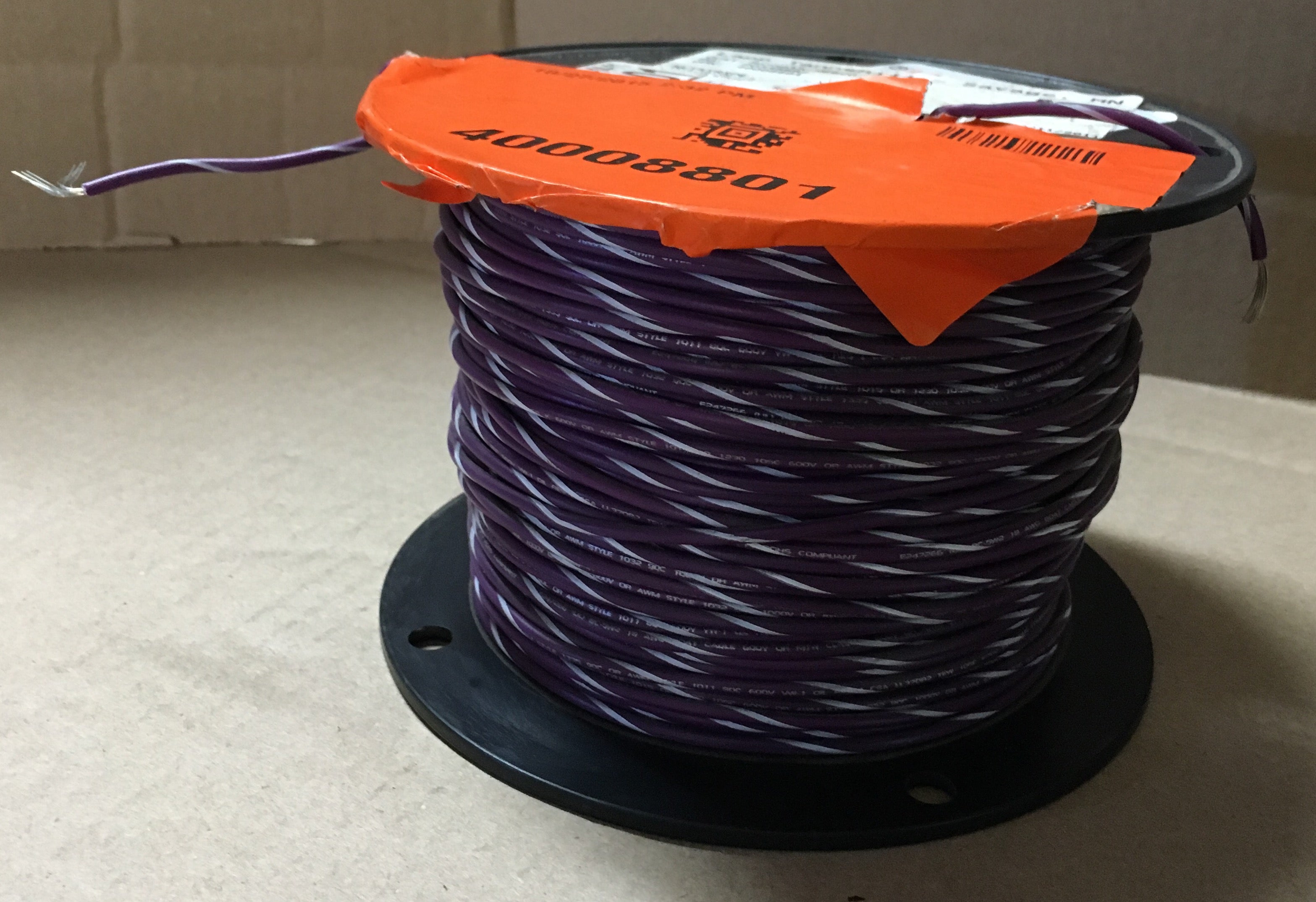 18 GAUGE "MTW/AWM/TEW" TINNED COPPER STRANDED PURPLE/WHITE 600 VOLT WI ...
