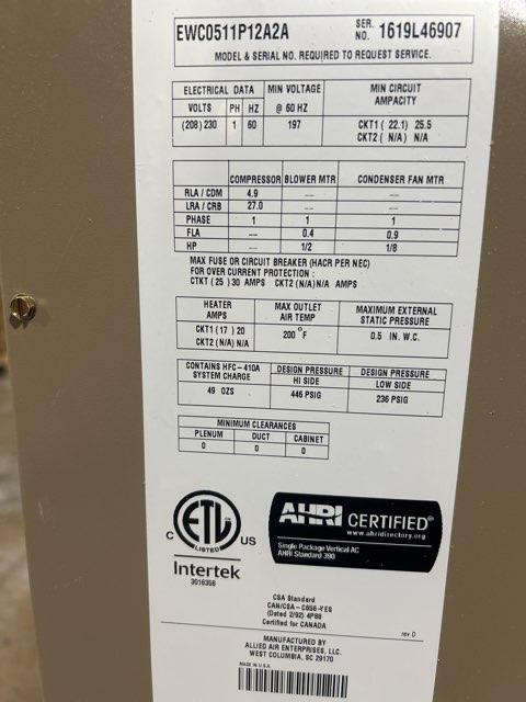 1 Ton Magic Pak Air Conditioning Packaged Unit With 5 KW Installed Ele – Surplus City