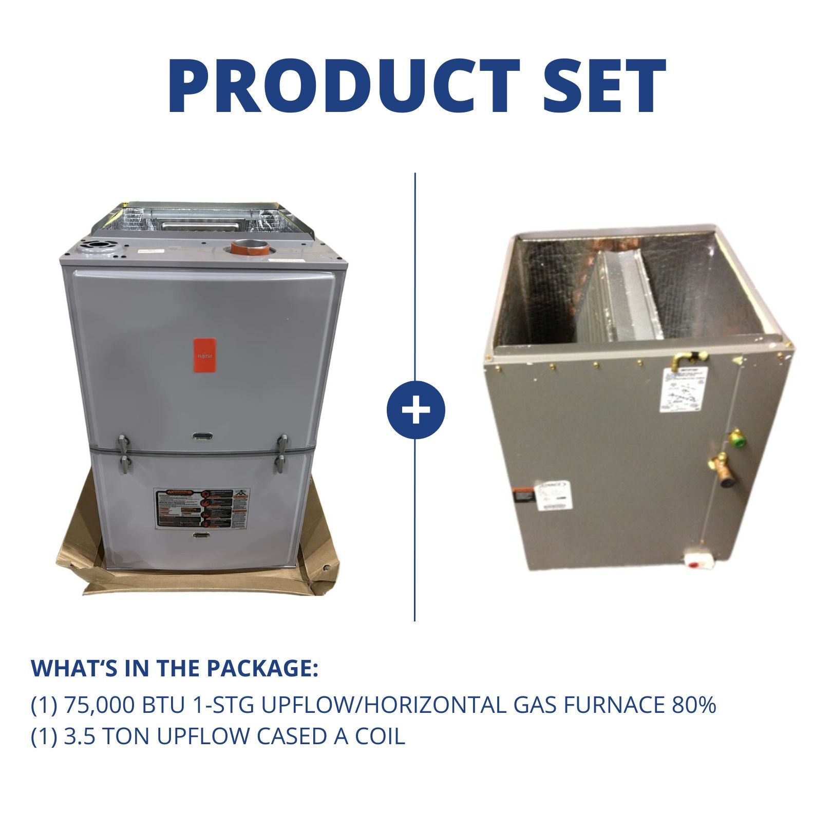 75,000 BTU 1-Stg Upflow/Horizontal Gas Furnace 80% and 3.5 Ton Upflow ...