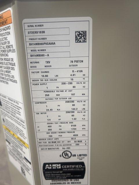 COMMERCIAL 5 Ton Single-Stage Split-System Heat Pump 208-230/60/1 R410 ...