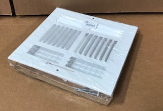 8" X 8" WHITE STEEL 4-WAY STAMPED LANCED BLADE REGISTER/W MULTI-LOUVER ...