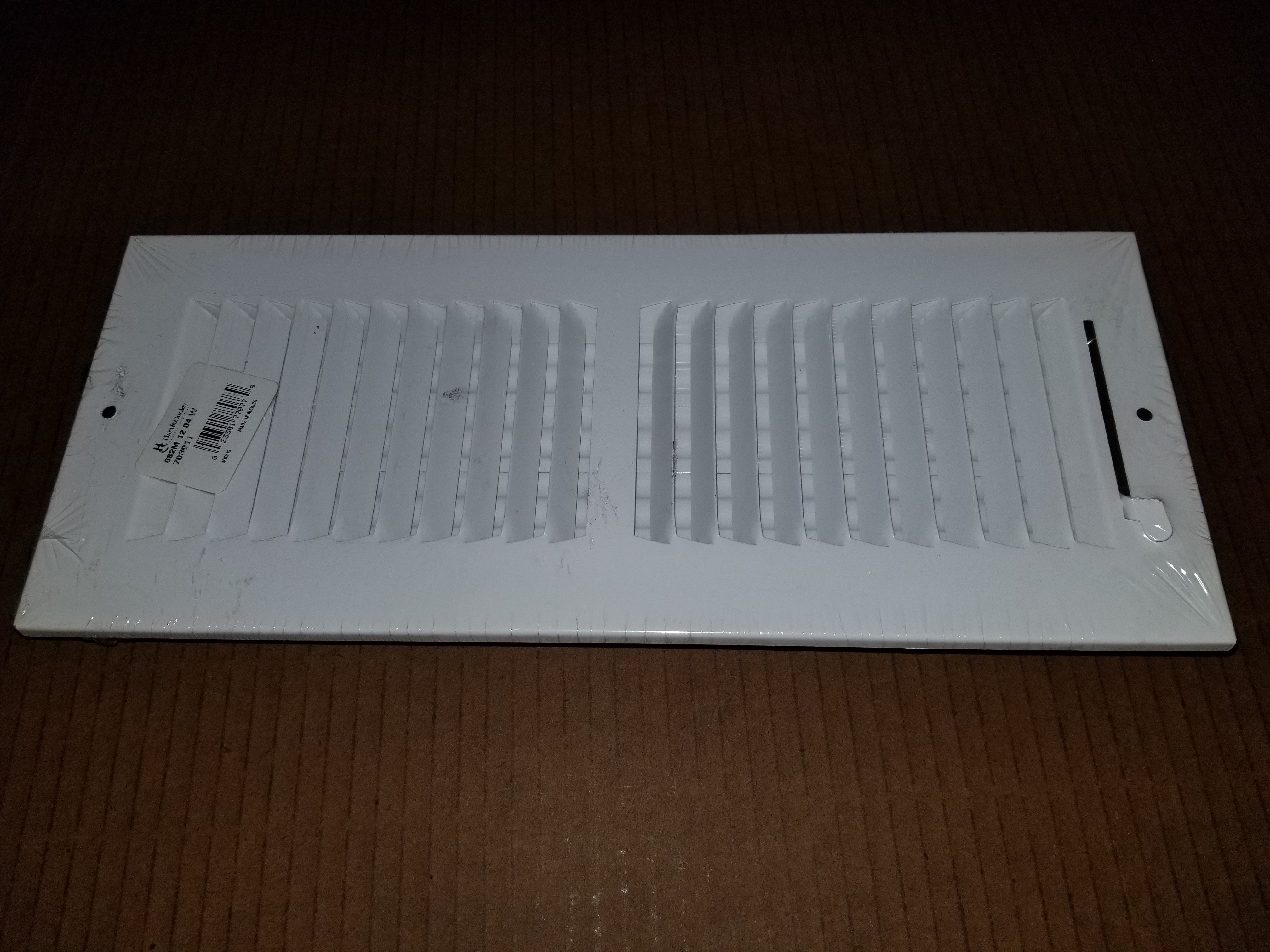 12" X 4" Steel 2-Way Curved Blade Sidewall Register w/Multi-Louver Dam ...
