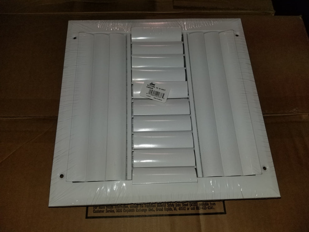 10" X 10" WHITE ADJUSTMENT FOUR-WAY SIDEWALL REGISTER W/MULTI LOUVER D ...