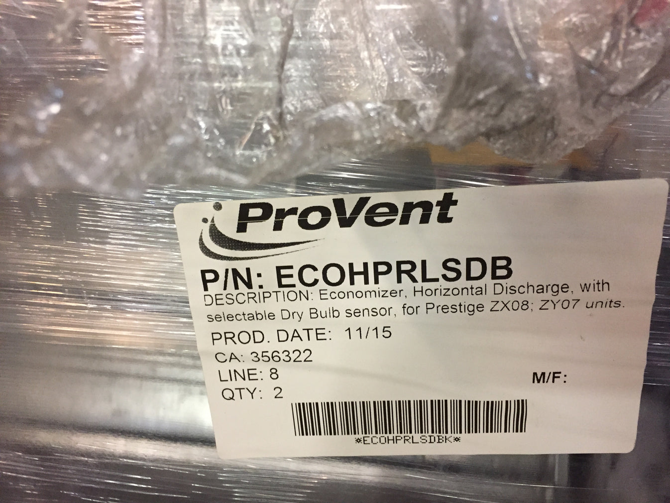 HORIZONTAL DISCHARGE ECONOMIZER WITH SELECTABLE DRY BULB SENSOR FOR PR ...