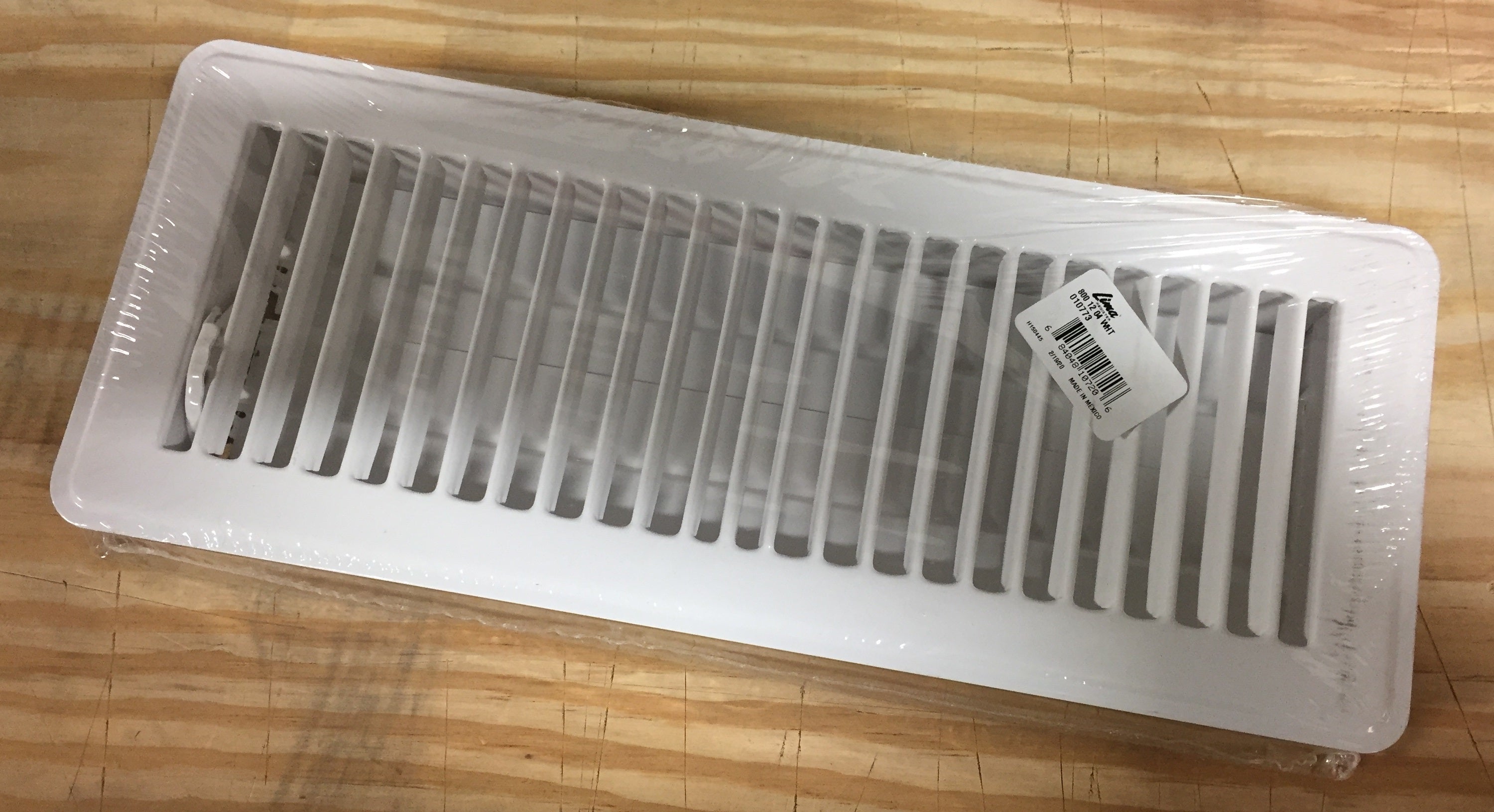 4" X 12" WHITE STEEL STAMPED FLOOR REGISTER/W TOE OPERATED MULTI-LOUVE ...