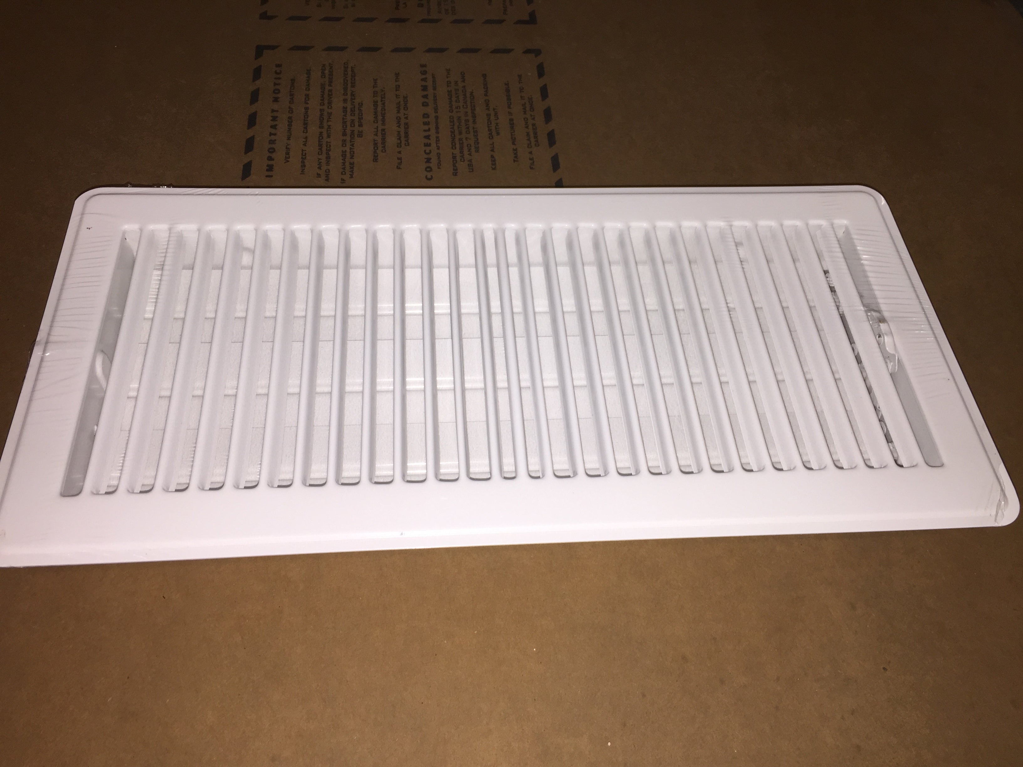 6" X 14" WHITE STEEL STAMPED FLOOR REGISTER/W TOE OPERATED MULTI-LOUVE ...