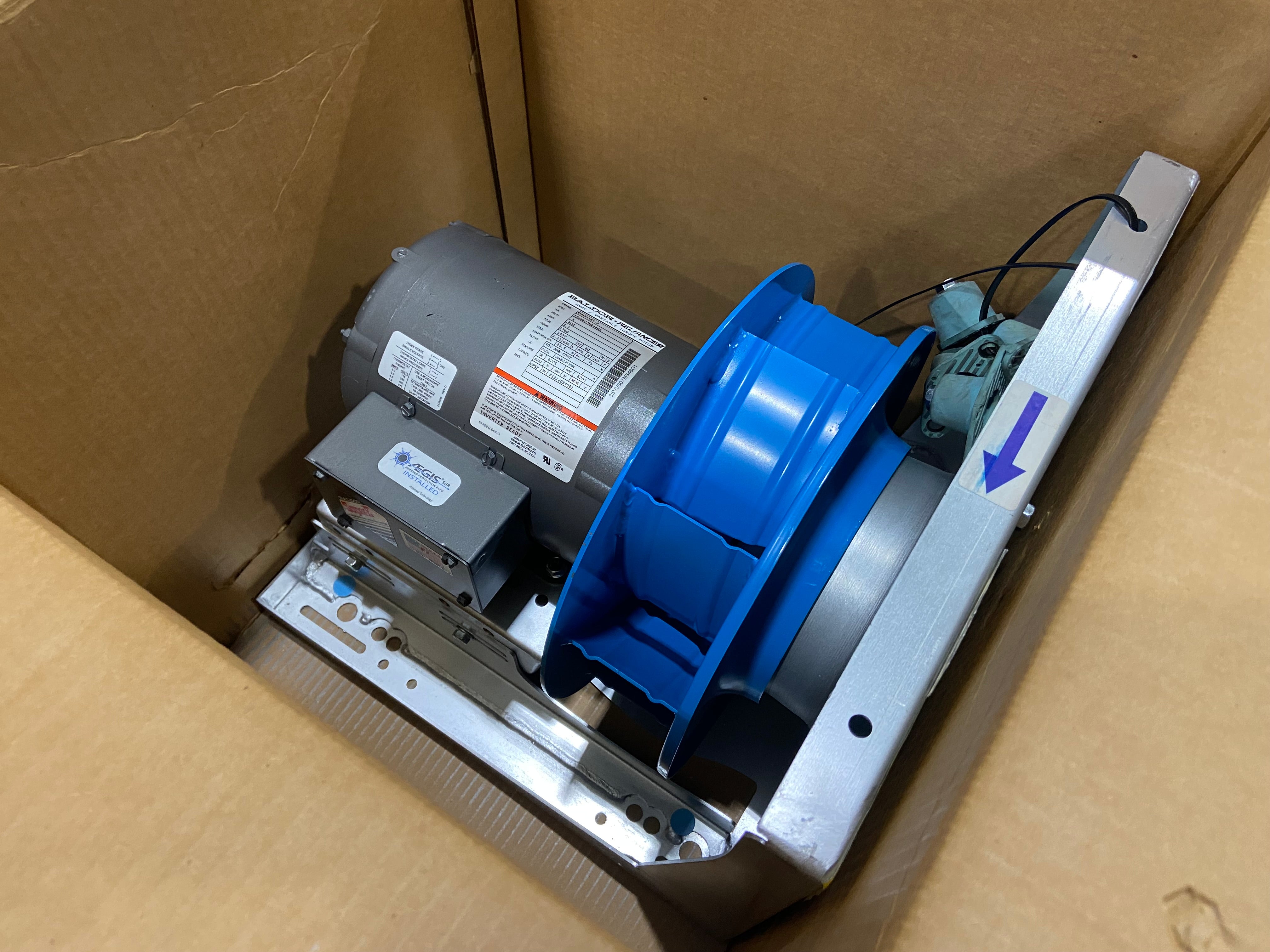 11" Single Inlet Direct Drive Plenum Fan w/1HP 208 Volt Motor RPM 2885 ...