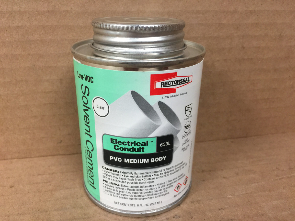 SOLVENT; CONDUIT CEMENT 633L CLEAR PVC CEMENT, 8OZ – Surplus City