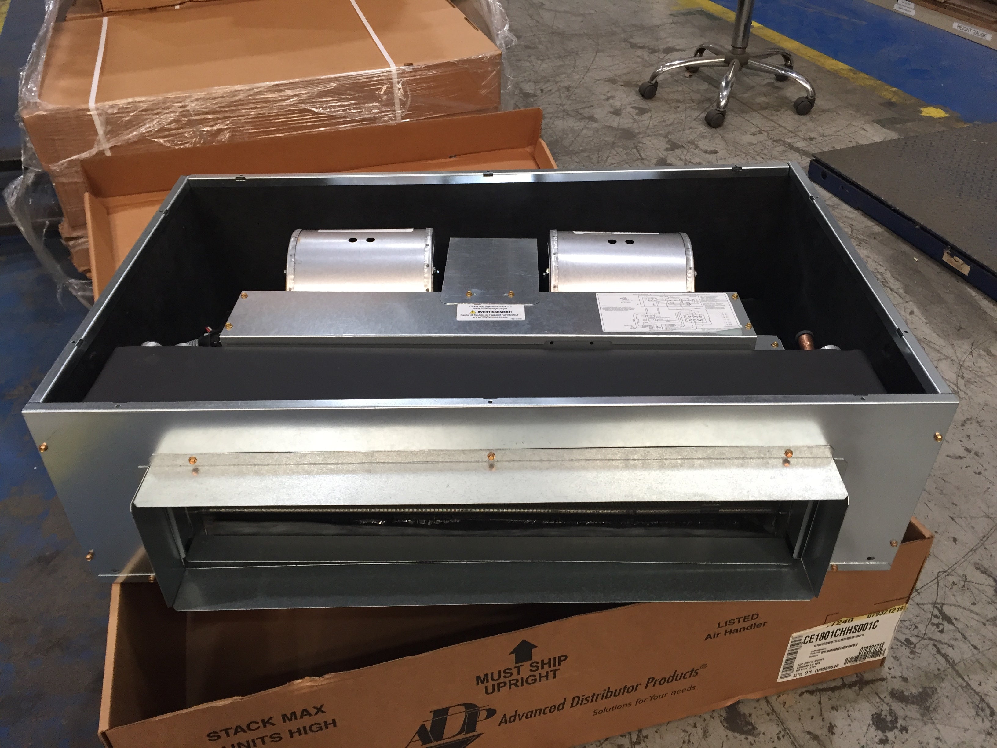 1.5 Ton Nominal Uncased Horizontal Ceiling Mount Air Handler; 208-240V ...