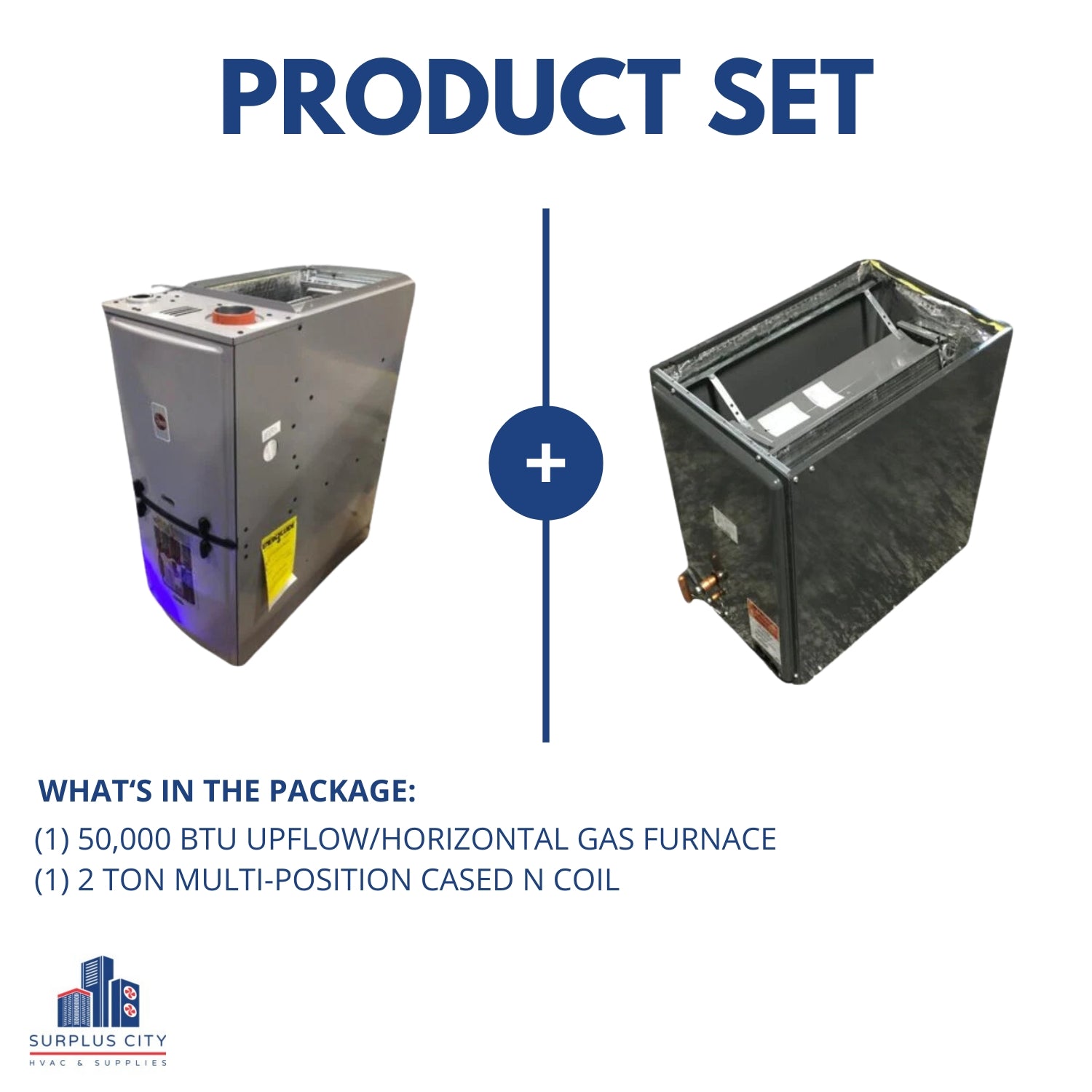 50,000 Btu Single-Stage Up/Horiz PSC Gas Furnace 80% 115/60/1 W/ 2 Ton ...