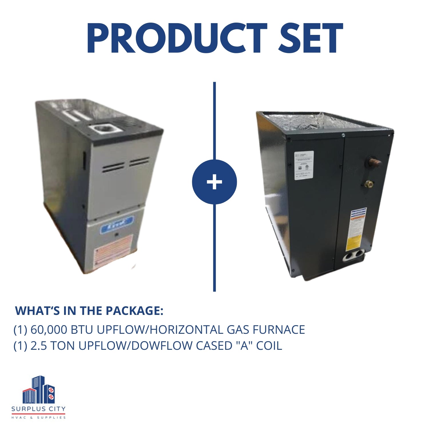 60,000 Btu Up/Horiz Multi Spd ECM Gas Furnace W/ 25 Ton Up/Down Coil 8 ...