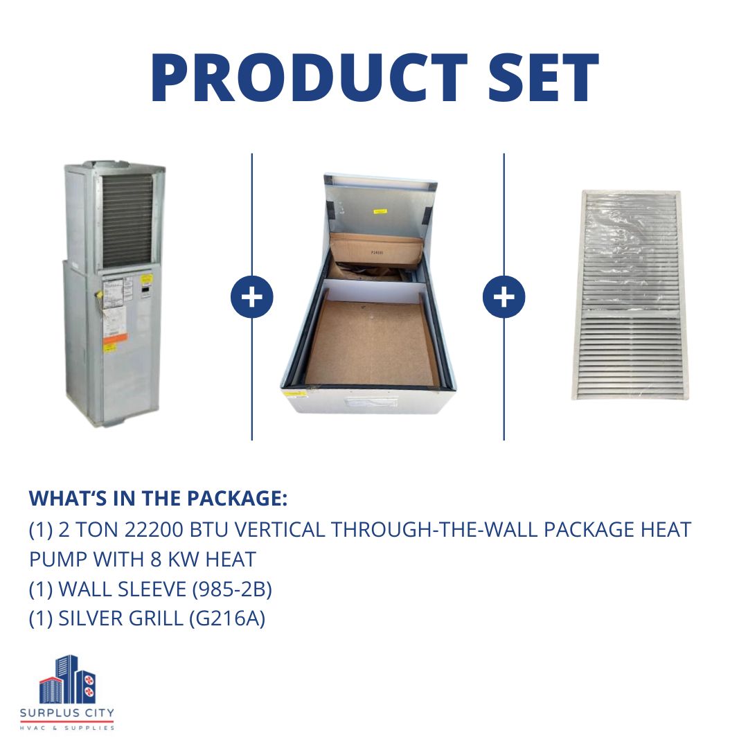 2 Ton Vert Through-the-Wall Package Heat Pump with 8 KW Heat; 208-230 ...