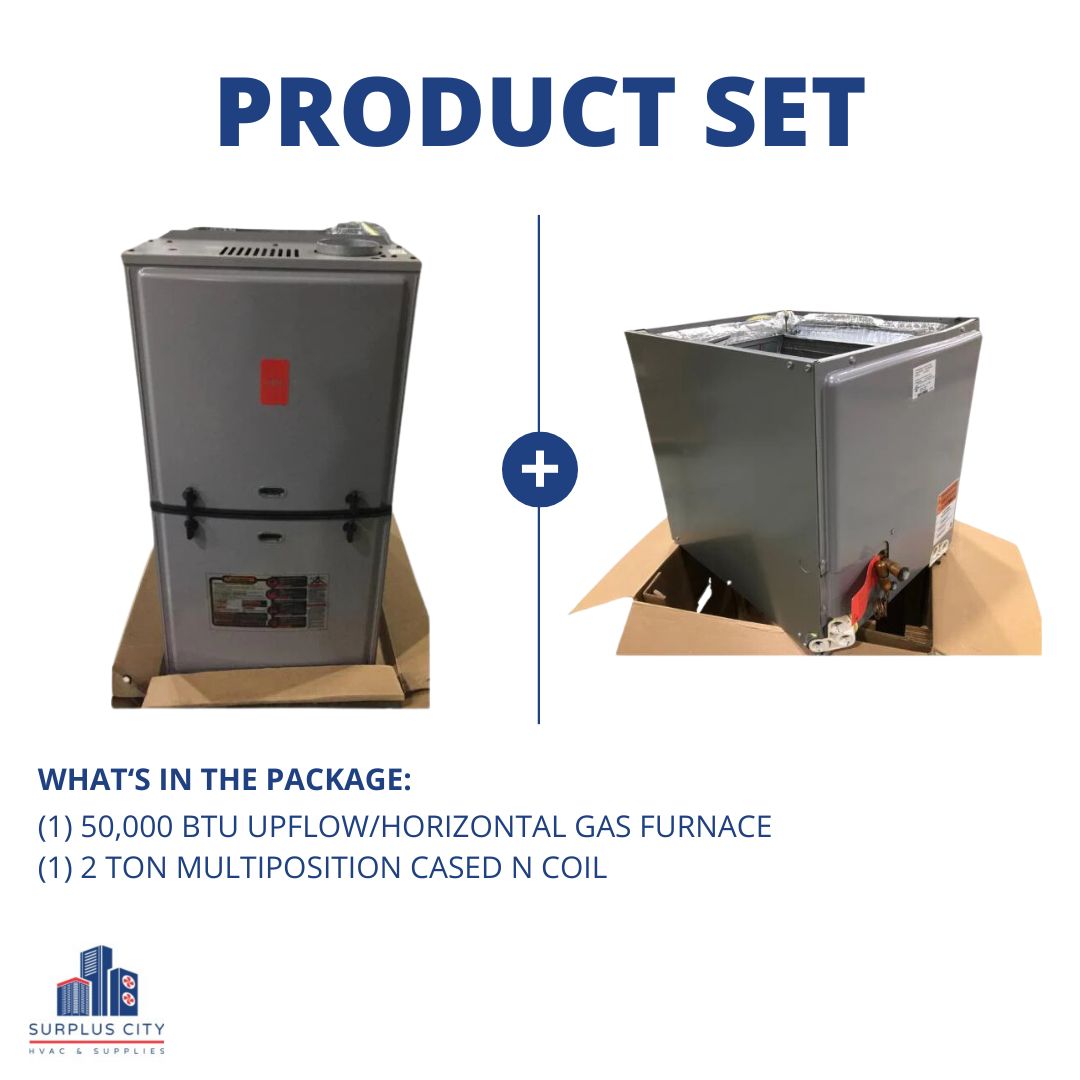 50000 BTU Single-Stage Upflow/Horizontal Gas Furnace 80% And 2 Ton Mul ...