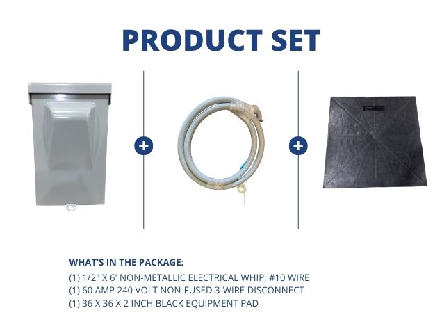 1/2" X 6' Electrical Whip with 60A 240V Non-Fused 3-Wire Disconnect an ...