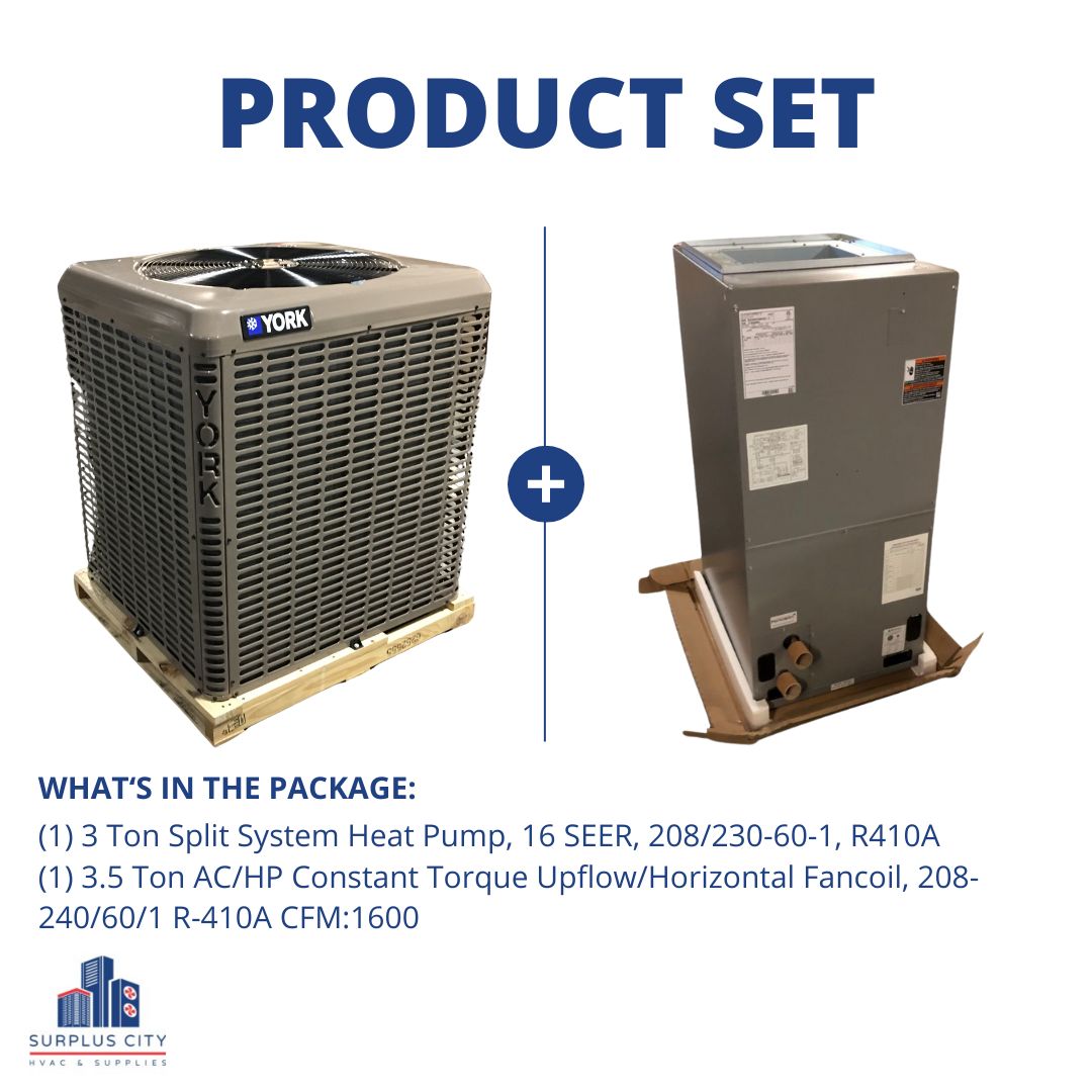3 Ton Split System Heat Pump and 3.5 Ton Air Handler; 208-230/60/1, R ...