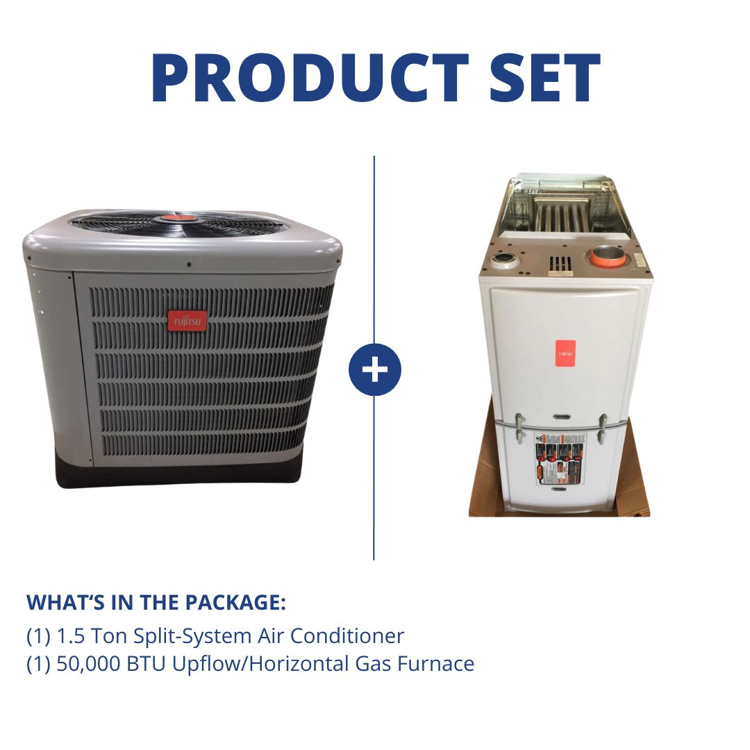 1.5 Ton 16 SEER AC Unit and 50,000 BTU Furnace; Upflow/Horizontal, 80% ...